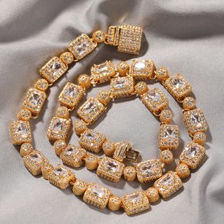 8mm Square Sparkling Cluster Cubic Zirconia Tennis Link Chain for Men Women l Nadamoda