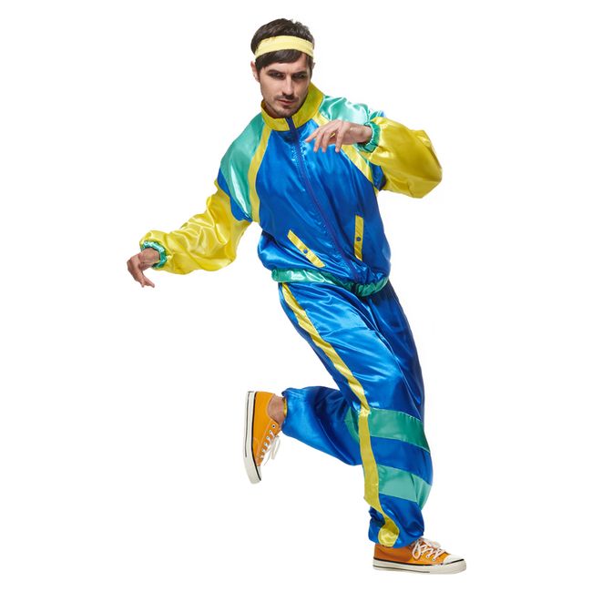 Eraspooky Men 80s Costume Retro Jacket Shell Suit Party Tracksuit