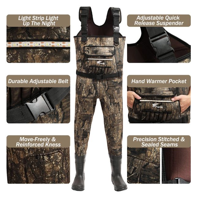 8Fans 600g 3M Insulated Neoprene Boot-Foot Realtree Timber Chest Waders ...