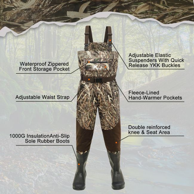 8Fans Breathable Hunting Waders, Duck Hunting Waders for Men 1000G ...