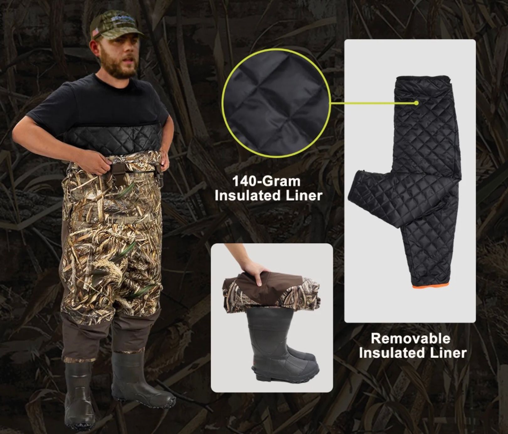8Fans Breathable Hunting Waders, Duck Hunting Waders for Men 1000G ...